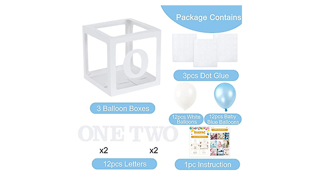 RUBFAC 1st Birthday Decoration Boxes & Balloons