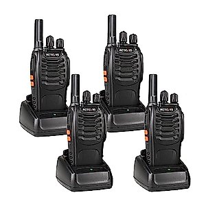 Retevis H-777 Radios Walkie Talkies Rechargeable, 2 Way Radio Long Range, Short Antenna, License-Free, LED Flashlight, Emergency Alarm(4 Pack)