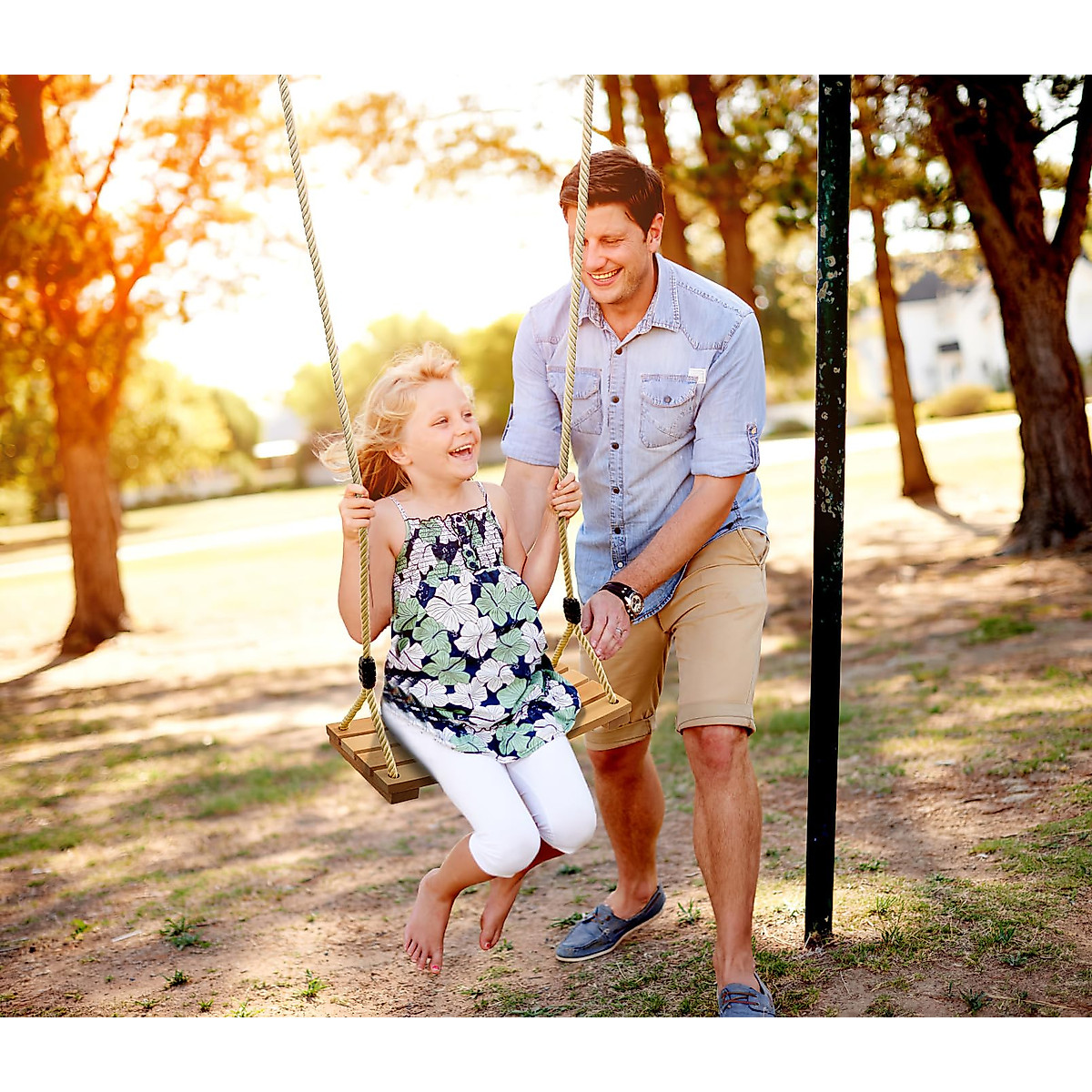 PELLOR Beech Wood Tree Swing Seat Hanging Swing Seat for Adult Kids Children Swing Chair Indoor and Outdoor Garden Play