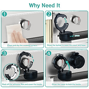 Stove Knob Covers for Child Safety,AOSITE 5 Pack Upgraded Gas Knob Covers for Kids Stove Guard with Strong Adhesive, Durable Design Childproof Oven Knob Locks for Babies and Pets,No Screws or Drill