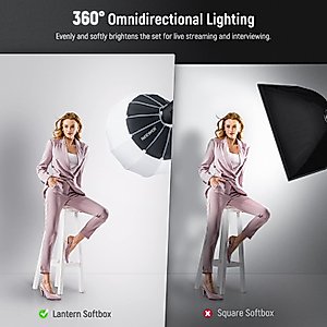 NEEWER 26"/65cm Lantern Softbox One Step Quick Release, 360° Light Diffuser with Skirt, Bowens Mount for Video Light CB60 CB100 CB150 Compatible with Aputure Light 600d Amaran 60x Godox SL60W, NS65L