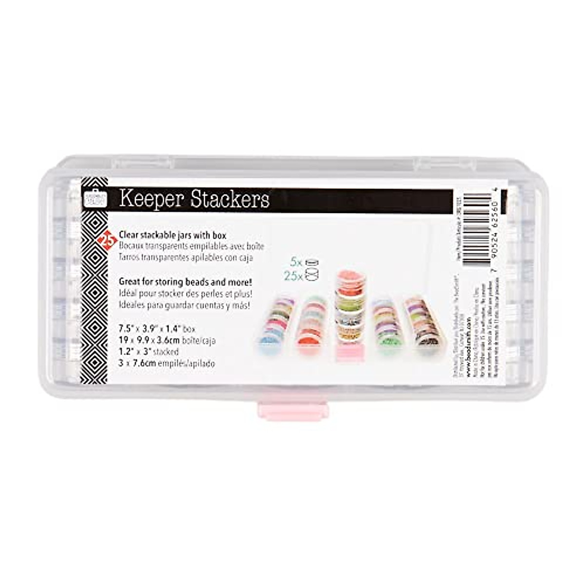 Craft County Clear Organizer Box with 5 Sets of Five Stackable Jars with Lid – 31 Pieces – Great for Diamond Art, Beads, Findings, Saving Space, and More!