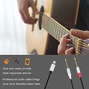 Enbiawit Lightning to Dual 6.35mm Mono Stereo Y-Cable Splitter Lightning to Dual 1/4 inch Audio Cable Compatible for iPhone14/13/12/11/X/XS/XR/8/7/iPad,Amplifier, Speaker, Headphone, Mixing Console