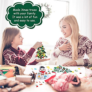 Tatuo DIY Felt Christmas Tree and Ornaments Felt Kids Party Favors Stickers for Kids Home Door Wall Hanging Christmas Tree Craft Decorations (24)