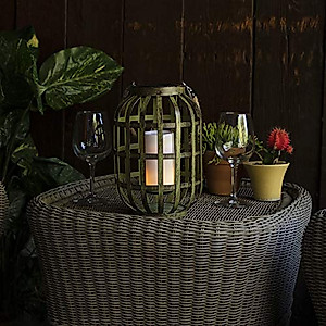 Alpine Corporation QLP1358SLR-HH-TM Alpine Metal Solar Lantern, Weathered Green