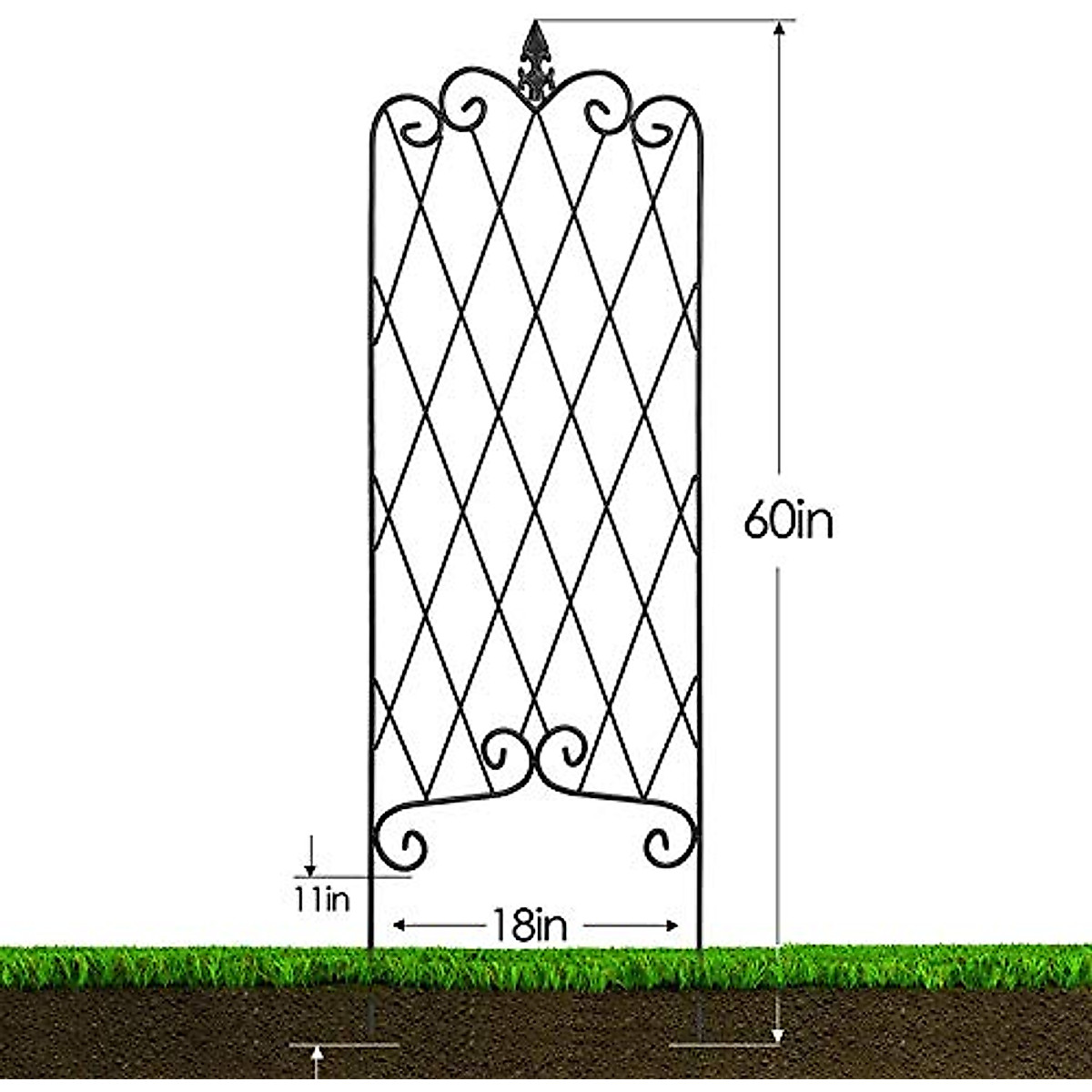 Amagabeli 2 Pack Garden Trellis for Climbing Plants 60" x 18" Rustproof Black Iron Potted Vines Vegetables Vining Flowers Patio Metal Wire Lattices Grid Panels for Ivy Roses Cucumbers Clematis GT04