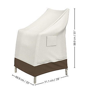 Amazon Basics High-Back Chair Outdoor Patio Furniture Cover, 35 x 28 x 35 inches, Beige / Tan