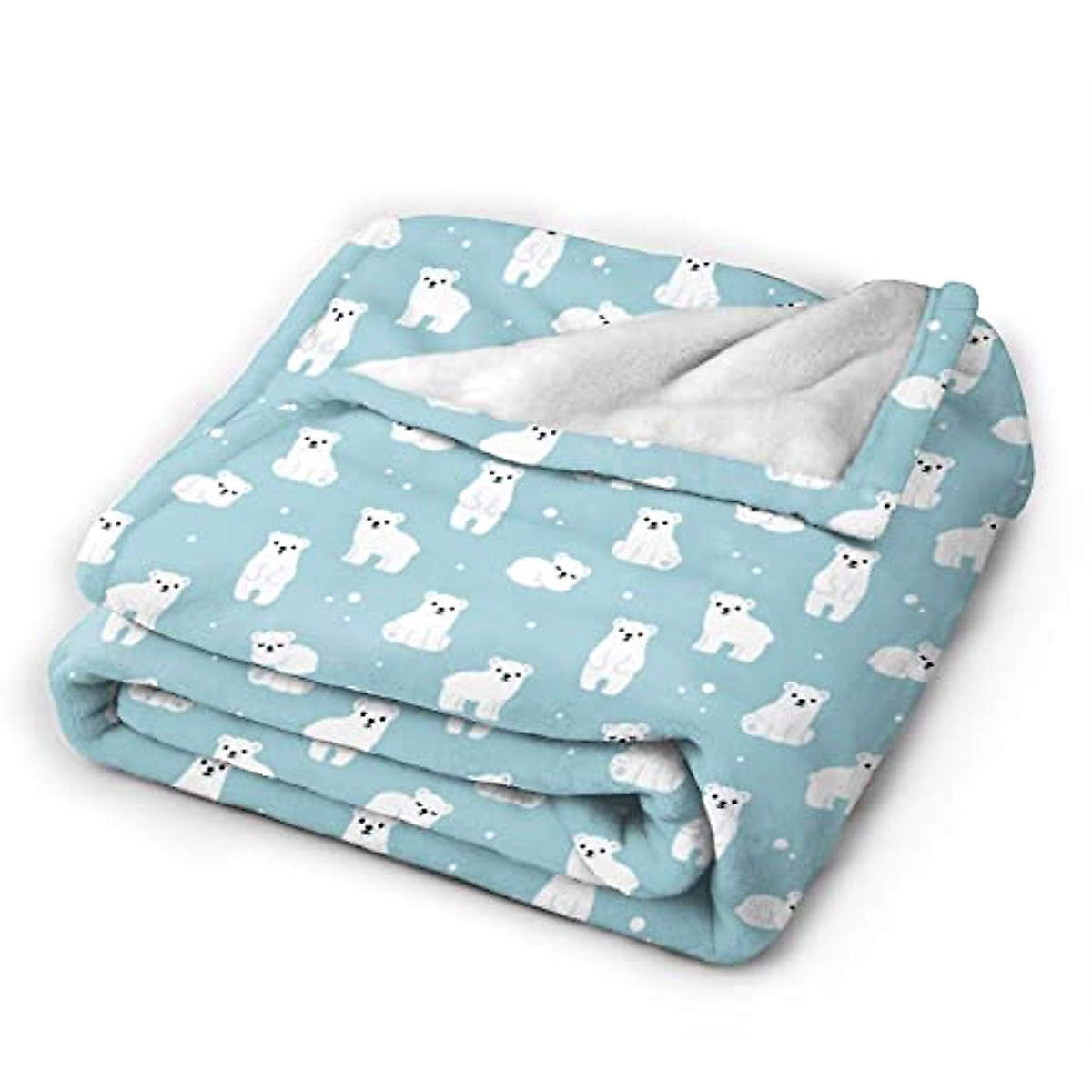 Perinsto Cute Cartoon Polar Bear Throw Blanket Ultra Soft Warm All Season Decorative Fleece Blankets for Bed Chair Car Sofa Couch Bedroom 50" X 40"