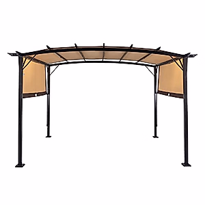 Outvita Patio Pergola, 8x12ft Arched Gazebo with Adjustable Waterproof Sun Shade Awning for Garden Lawn Deck (Khaki)