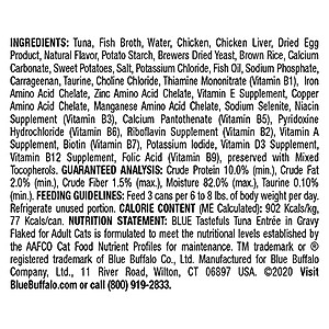 Blue Buffalo Tastefuls Natural Flaked Wet Cat Food, Tuna Entrée in Gravy 3-oz cans (Pack of 24)
