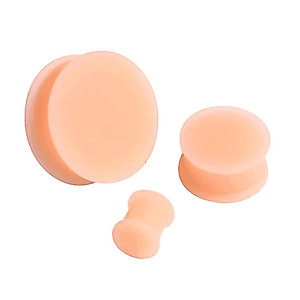 NewZenro Flesh Skin Colored Ear Gauges Silicone Double Plugs Hide Retainer Tunnels Expanders Stretcher Silicone Body Piercing Jewelry 2PCS (00g(10mm))