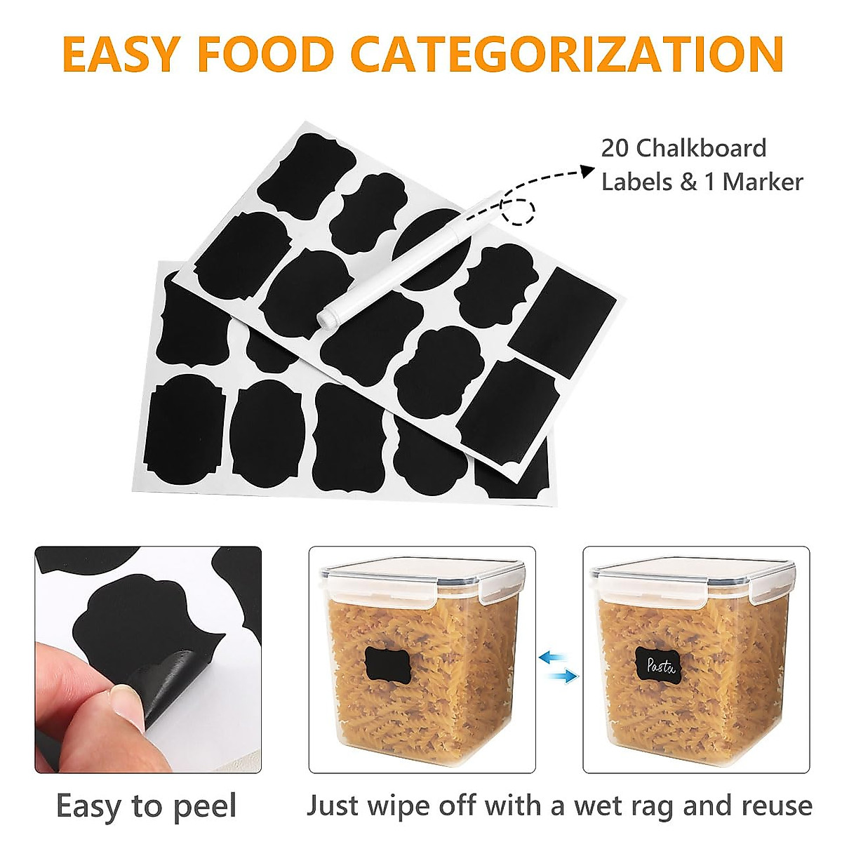 GiFBERA Flour and Sugar Containers with Lids 10 Pack - Large Cereal Containers for Kitchen and Pantry Organization, BPA Free Airtight Food Storage Containers with Marker & Labels