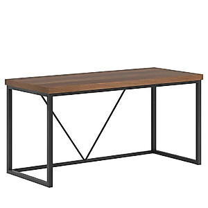 FOLUBAN Large Office Desk, Modern Simple Wood and Metal Computer Desks, Industrial Work Study Writing Gaming Table, Rustic Walnut, 60 Inch