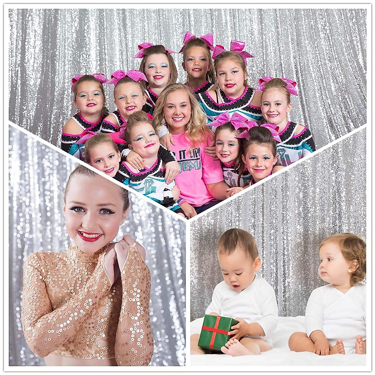 Eternal Beauty Silver Sequin Backdrop, 4x6 Ft Glitter Background Curtains for Shimmer Photography Party Wedding Birthday Back Drop Decor