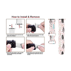 Christmas Tree Pink Background Watch Band Compatible with Apple Watch 38mm 40mm 41mm, Xmas Iwatch Bands Wristbands Soft Silicone Strap Adjustable Replacement Accessories for Series 8/7/6/SE Women Men