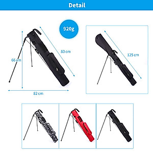 LONGCHAO Sunday Golf Bag, Lightweight Golf Club Bags with Stand and Strap, Pitch and Putt Golf Bag 2 Way Driver Golf Bags, Golf Gifts for Men (Black)