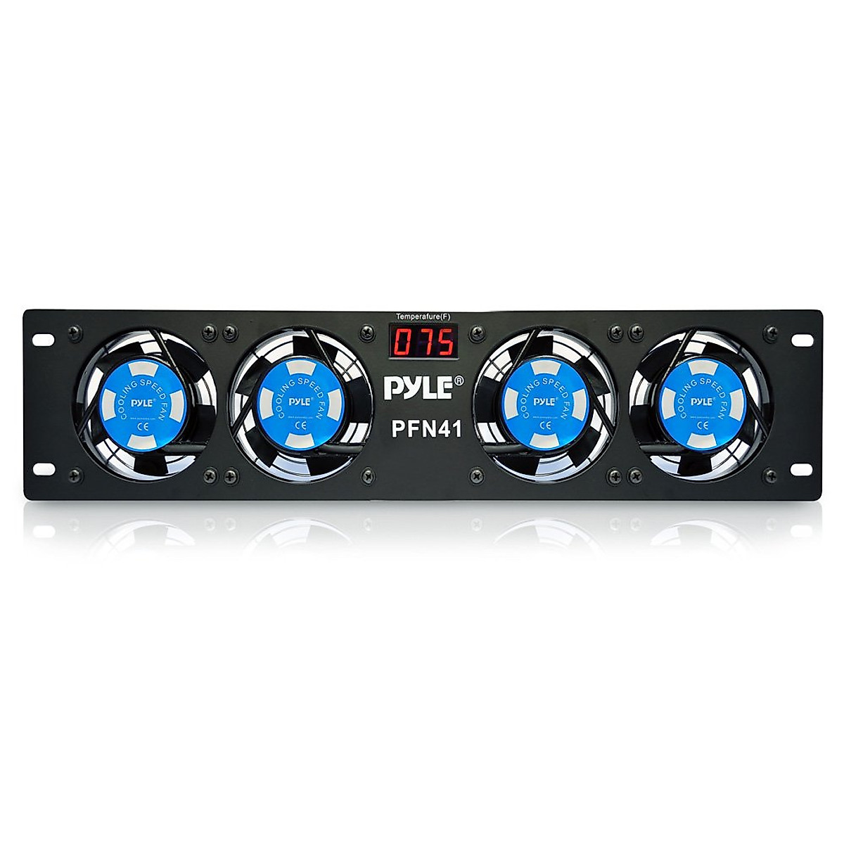 Pyle 19” Rack-Mount Equipment Cooling Fans - 110V/60Hz Power, 4 Cooler Master 80mm Case Fans, Smart Cooling System, Digital LCD Temperature Display & Installation Hardware Screw Included -PFN41