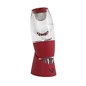 Vinturi Red Wine Aerator Pourer and Decanter Enhances Flavors with Smoother Finish, Includes No-Drip Base, Red
