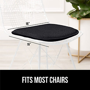 Gorilla Grip Chair Cushions, Set of 6, 16x16, Memory Foam Pads for Dining Room, Kitchen Table, Office Desk, Rocking Chairs, Stay in Place Backing, Comfortable Microfiber Seat Cover Pad Cushion, Black