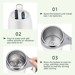 Electric Mixing Cup, Stainless Steel Self Stirring Coffee Mug Cup Automatic Magnetic Stirring Coffee Mug Electric High Speed Mixing Cup For Coffee, Milk, Cocoa and Other Beverages