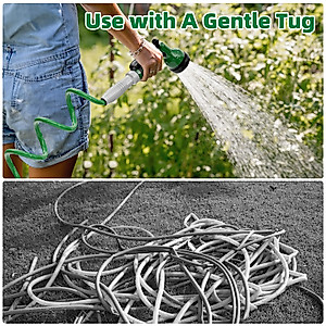 SPECILITE Lightweight Coil Garden Hose 50 FT× 3/8”, EVA Flexible Coiled Water Hose with 6-Pattern Spray Nozzle, Retractable Curly Recoil Watering Hoses and No Kink for Boat, Greenhouse, Yard, patio