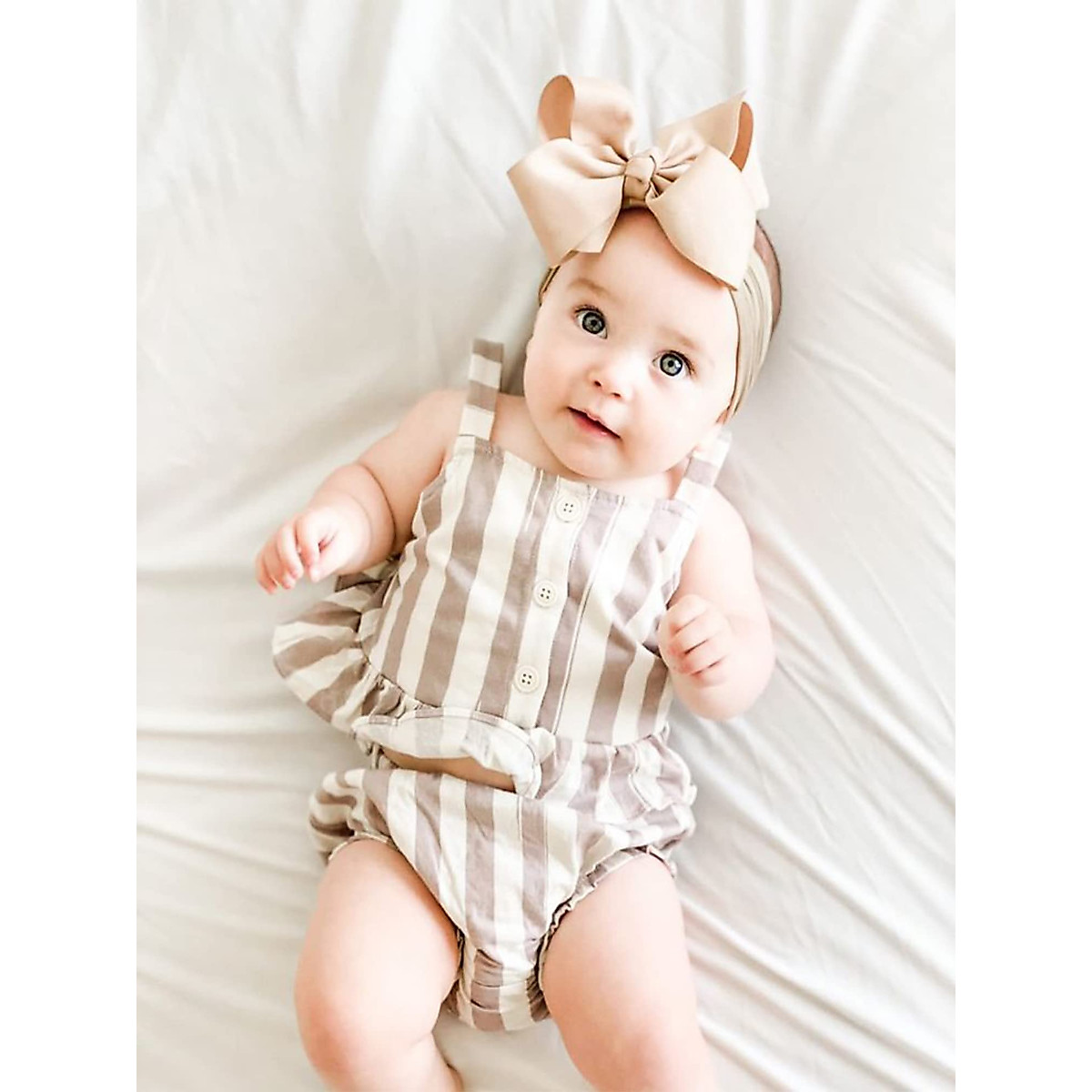 Ayesha Baby Headbands with Soft Nylon Hairbands and Hair Bows for Newborn, Toddler, and Baby Girls (12 Pack)