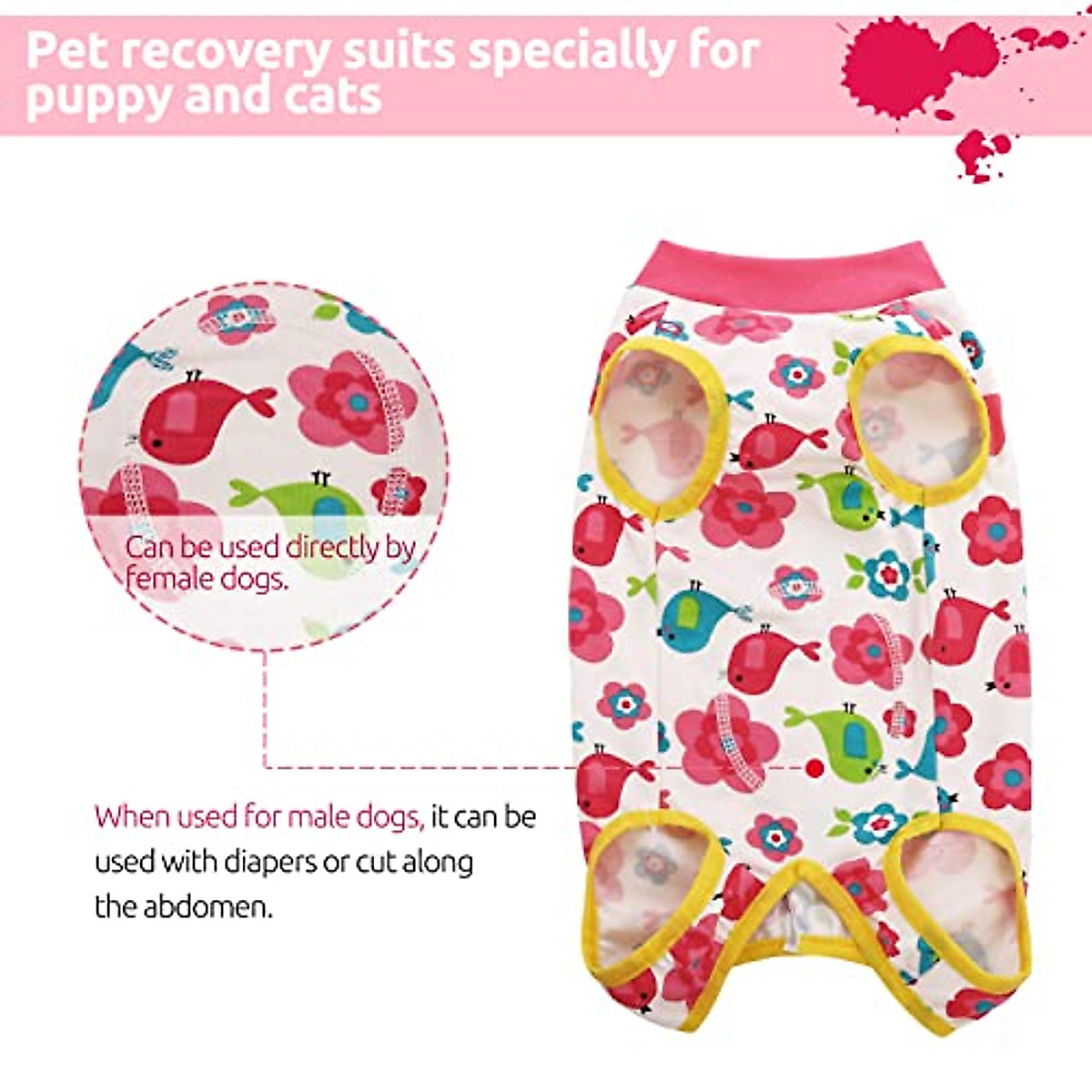 Gorsbark Dog Recovery Suit Cat Pet Surgical Suit After Surgery Breathable Substitute E-Collar & Cone Professional Protective Shirt for Abdominal Wound