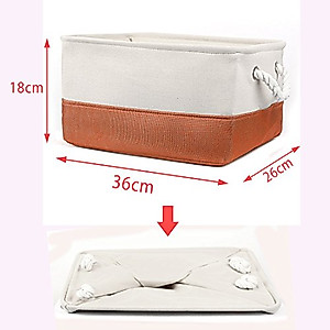 uxcell Collapsible Fabric Storage Basket Bins with Dual Handles, Foldable Toy Bins for Laundry Clothes Storage, Home Organizer for Bedroom Office Closet Shelves Orange+White Medium