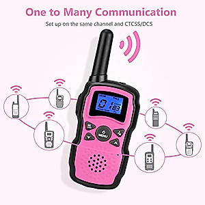 Wishouse Walkie Talkies for Kids Rechargeable with USB Charger 6000mAh Battery,Outdoor Camping Games with Flashlight Lanyard,Toys for Girls,Halloween Xmas Birthday Gift for Children 2 Pack Pink Purple