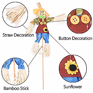 Halloween Fall Harvest Scarecrow Decoration, 8 Pack Small Standing Scarecrow Decor for Autumn, Halloween, Garden, Home, Yard, Porch, Thanksgiving Décor