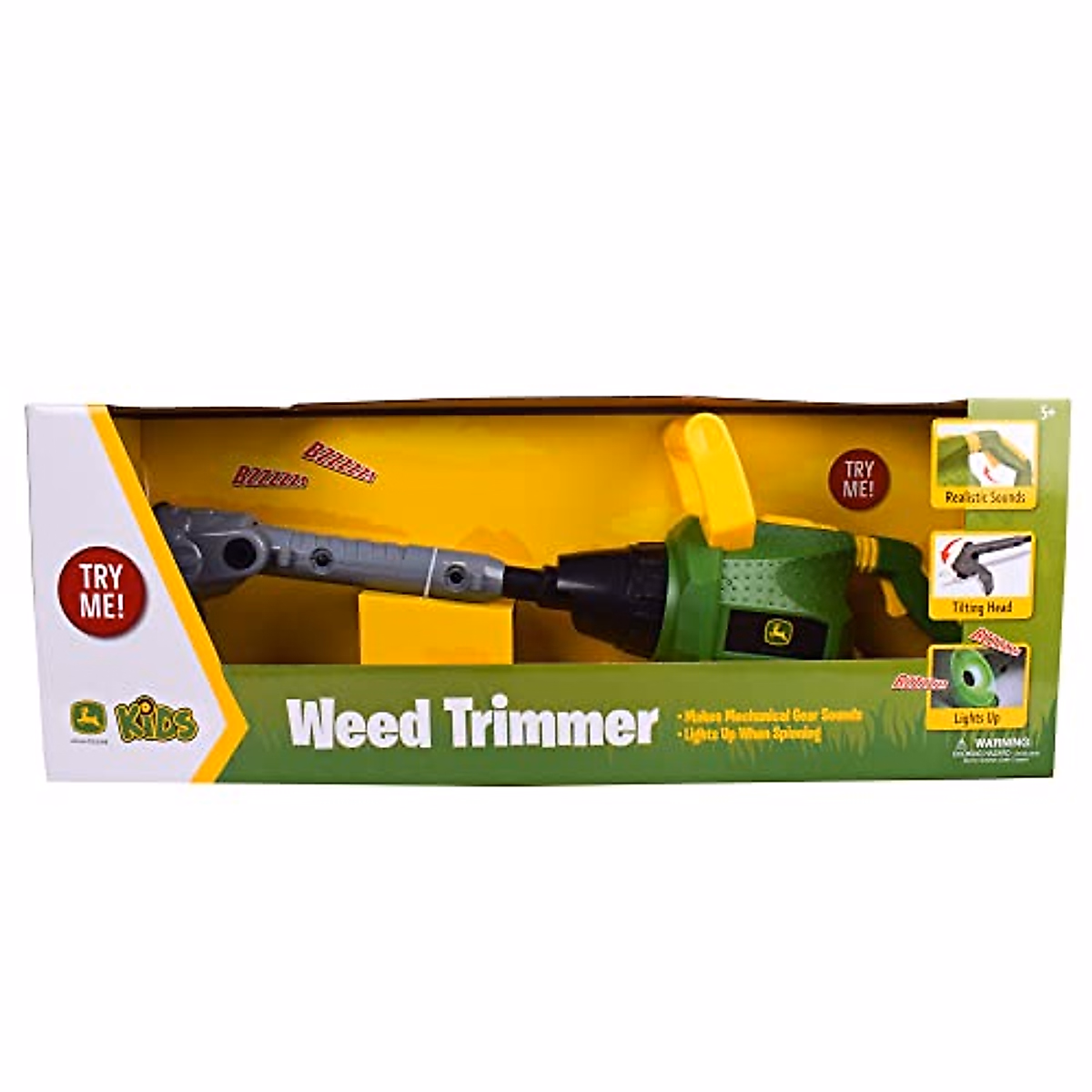John Deere Sunny Days Entertainment Power Tools Weed Trimmer - Construction Tool with Lights and Sounds | Toy for Kids