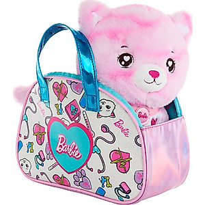 Barbie Stuffed Animals, Pink Kitten with Vet-Themed Purse Playset and 6 Accessories, Plush with Lights and Sounds, Doctor Pet Adventure