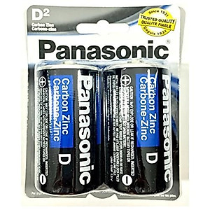 2Pc Size D Panasonic Batteries Super Heavy Duty Power Zinc Carbon