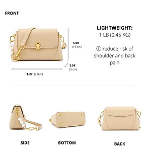 Scarleton Pearl Purses for Women, Crossbody Bags for Women, Lightweight Shoulder Bag w/ 2 Straps for Party & Casual, H209108 - Beige