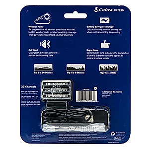 Cobra CXT195 16-Mile microTALK 2-Way Walkie Talkies 2 Pack, Black