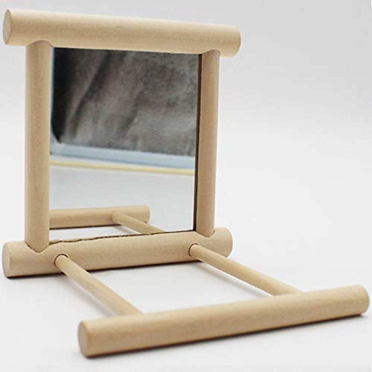 SONGBIRDTH Parrot Hanging Toys - Wooden Pet Bird Parrot Parakeet Hanging Mirror Play Toy Cage with Stand Perch for Medium and Small Parrot