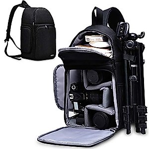 CADeN Camera Bag Sling Backpack for DSLR/SLR Mirrorless Camera Waterproof, Camera Case Compatible for Sony Canon Nikon Camera and Lens Tripod Accessories Black