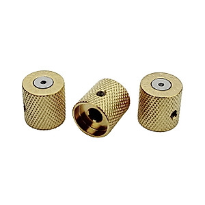 Guyker Guitar Knobs with 6mm Dia. Shaft Pots - Brass Bullet Case Style Tone and Volume Control Potentiometer Knob Replacement for Precision Electric Guitar or Bass (3 Piece, Golden)