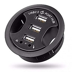 Leya-US LEYAYA 3 Ports USB 2.0 Hub with 3.5mm Audio and Microphone Jack