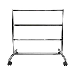 Prolinemax 32-1/2"x 15"x 30-1/2" Chrome Finish 3 Bars Rolling Hanger Storage Rack Retail