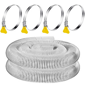 Flexible PVC Dust Collection Hose with Stainless Steel Hose Clamps Clear Vacuum Hose Dust Collection Fittings Dust Collector Accessories for Woodworking (4 Inch, 10 ft)