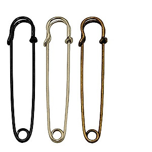 Kipokalor 12pcs Extra-Large 4inch Steel Safety Pins - Blankets, Skirts, Kilts, Crafts (4inch, 4silver&4black & 4bronze)