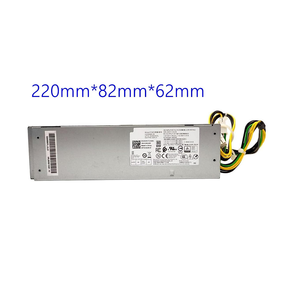 Power Supply Replacement for Dell Optiplex 3060 5060 3070 Inspiron 3470 200W 4FHYW 04FHYW CGFJT 0CGFJT H200EBS-00 X61RM 8 KVYY L200AS-00 H200AS-00 L200EBS-00