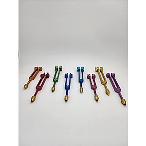 YANTRA Color Coded Chakra Weighted Tuning Fork Set of 8 for Healing with 8 GEM AMPLITUDES and Individually Marked Chakra Sign Bags and 8 Strikers/Mallets Includes Soul Purpose