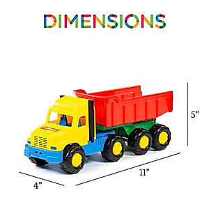 Polesie Plastic Dump Truck Toy - Construction Vehicle Toys for Toddlers Beach Toys for Toddlers - Sandbox Toys for Toddlers Age 2-4 - Construction Trucks for Boys - Yellow/red