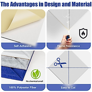 12 pack Acoustic Panels Self-Adhesive, 12"X 12"X 0.4"Sound Proof Foam Panels,Soundproof Wall Panels High Density, Acoustic Panels Sound Absorbing for Wall Decoration and Acoustic Treatment-White