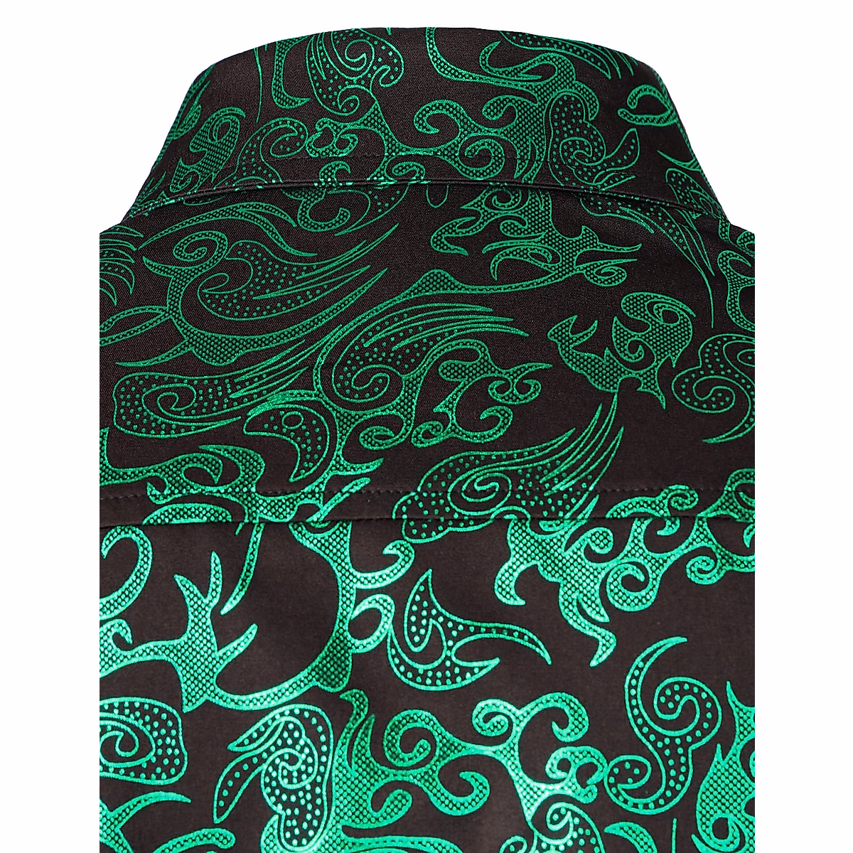 ZEROYAA Men's Luxury Prom Design Slim Fit Long Sleeve Button up Party Dress Shirts ZZCL48 Emerald Large