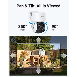 ANNKE 1080P 2MP AHD CCTV Home Surveillance Dome PT Wired Camera with 350° pan and 90° tilt, 100ft IR Night Vision, IP65 Weatherproof Security Add–On Cam for Outdoor Use, Wide Compatibility - APT200
