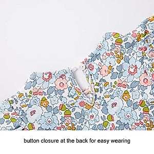 pureborn Baby Girls Ruffled Sleeve Dress Cotton Swing Dress Casual with Headband Bloomer 3-6 Months Floral Blue