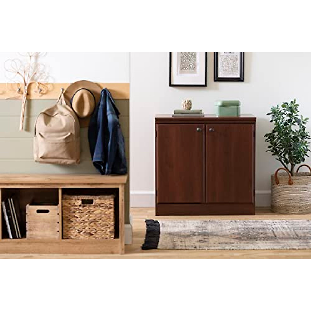 South Shore Morgan Small 2-Door Storage Cabinet, 19.38"D x 32.88"W x 32.38"H, Royal Cherry